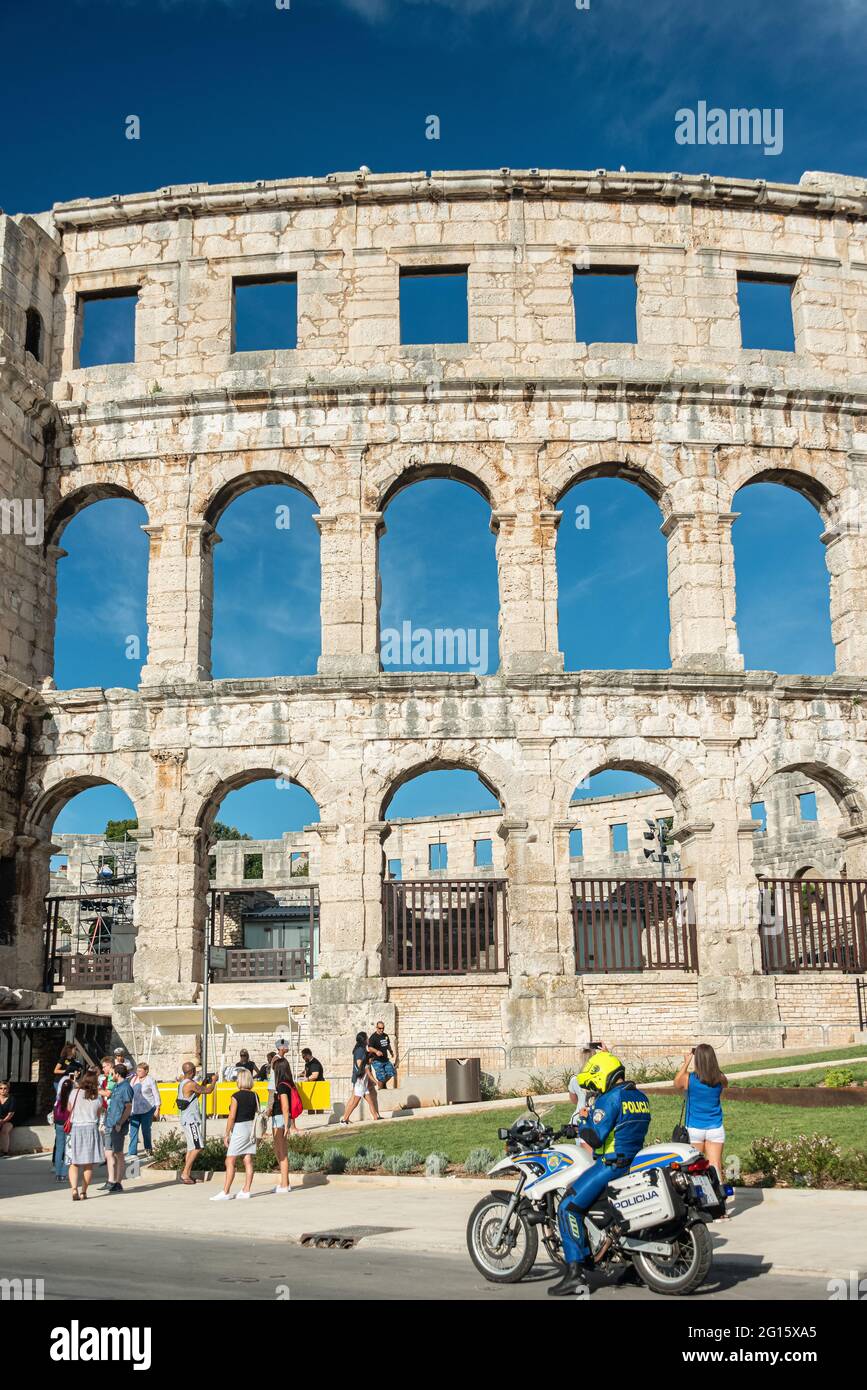 Amphitheater in Pula Croatia .The three-story amphitheater is the sixth ...