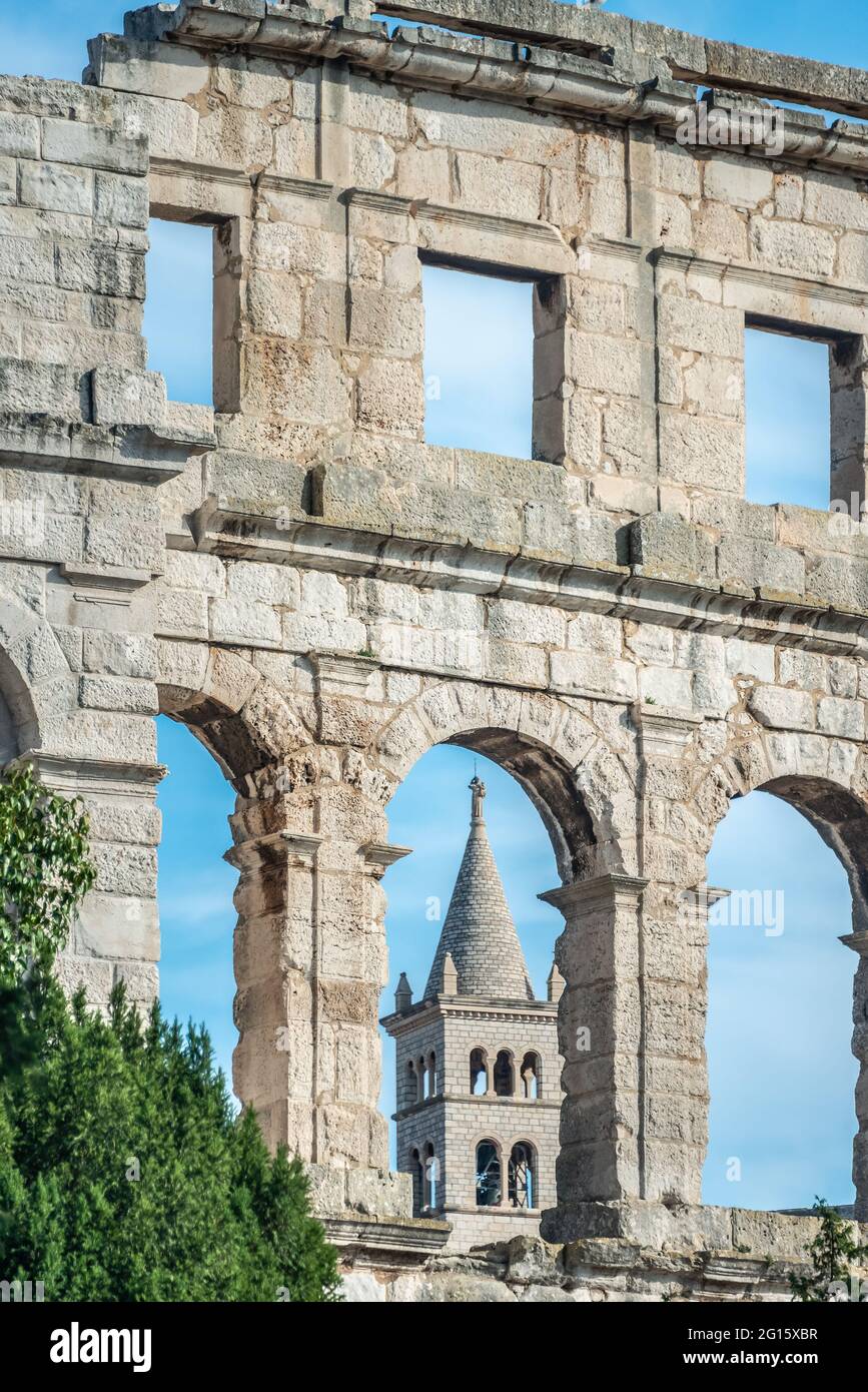 Amphitheater in Pula Croatia .The three-story amphitheater is the sixth ...