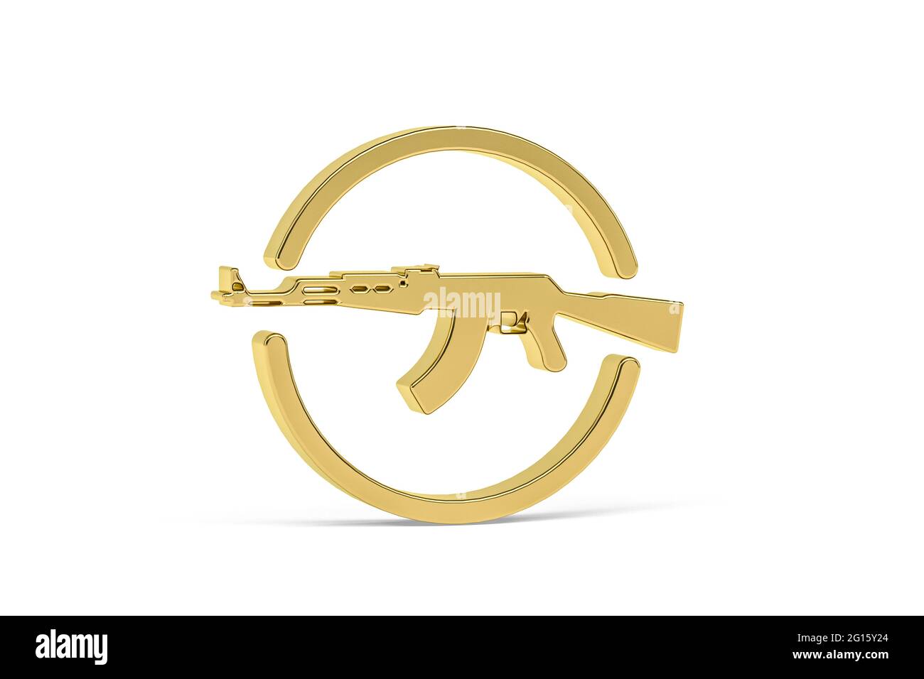 Golden 3d gun icon isolated on white background - 3D render Stock Photo ...