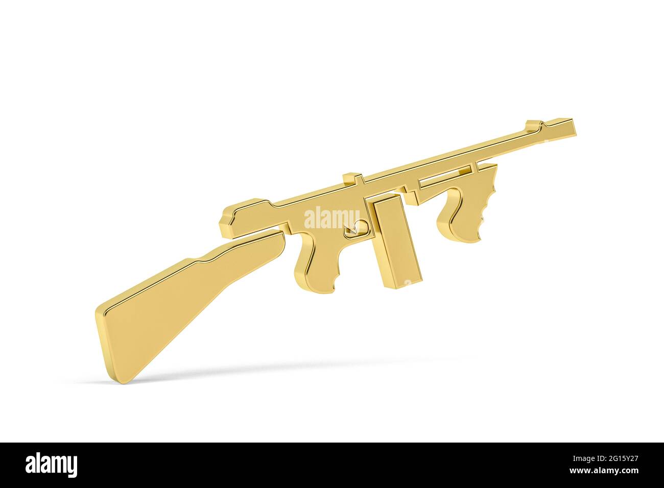 Golden 3d gun icon isolated on white background - 3D render Stock Photo ...