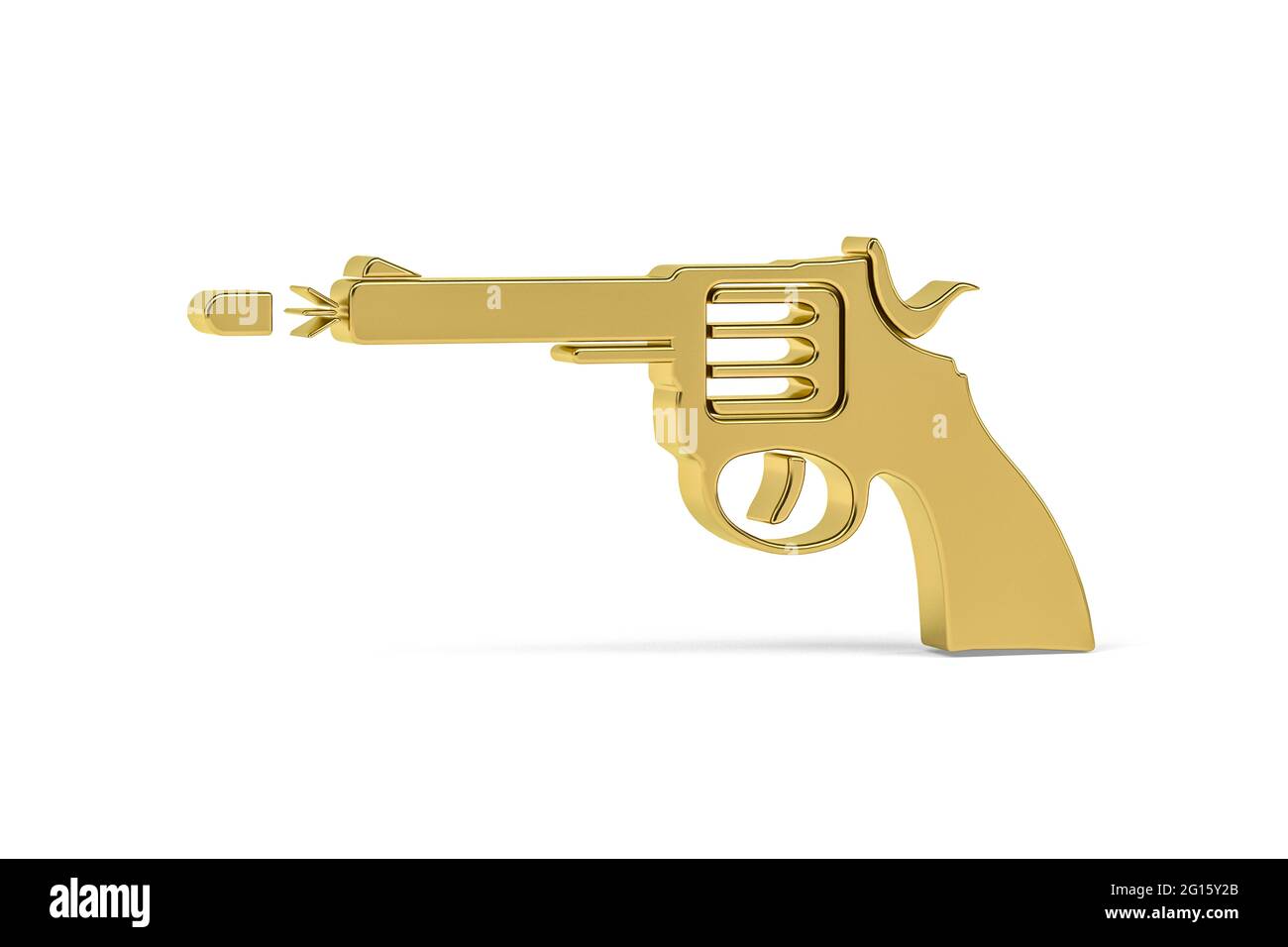 Golden 3d gun icon isolated on white background - 3D render Stock Photo ...