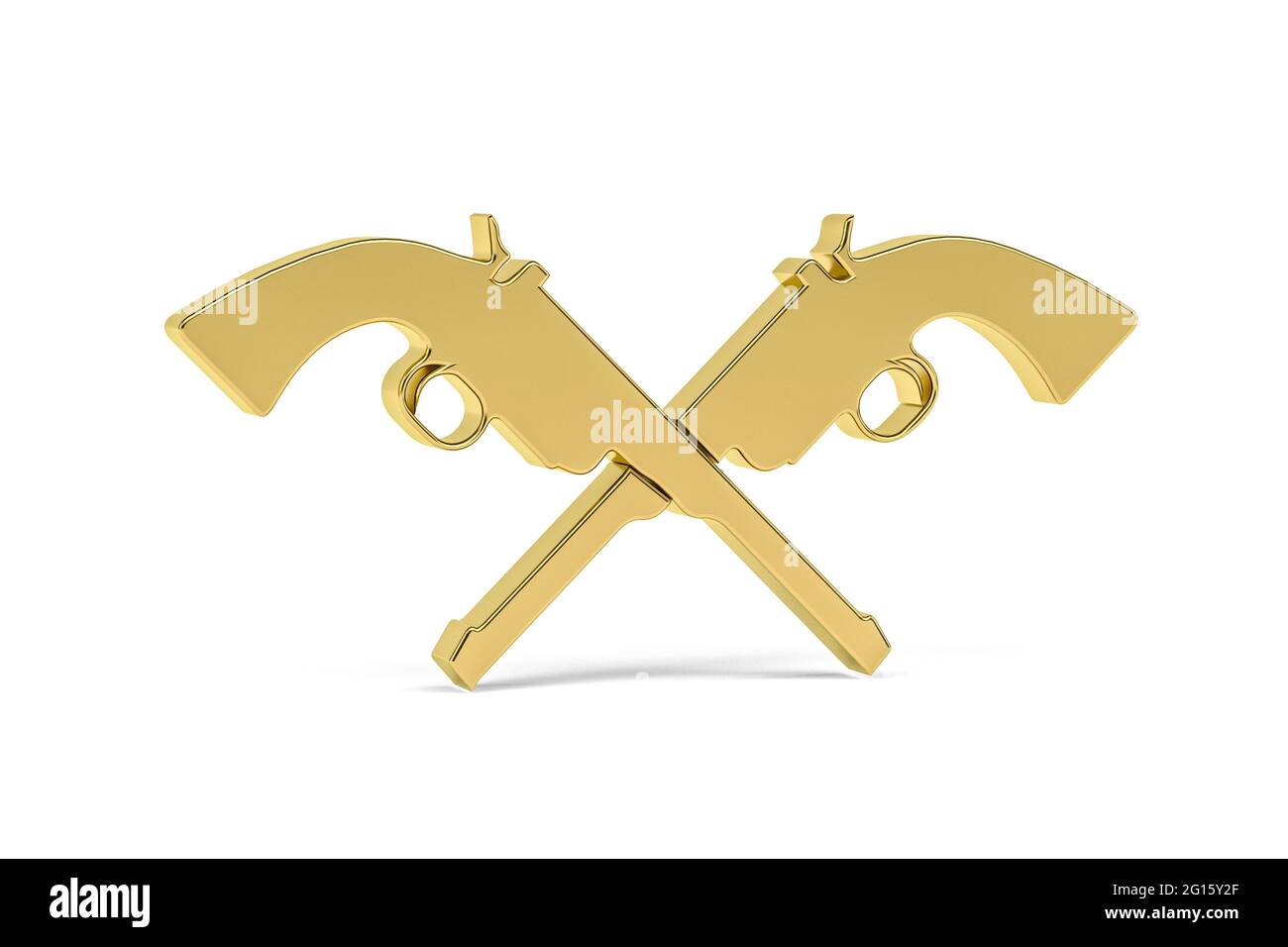 Golden 3d gun icon isolated on white background - 3D render Stock Photo ...