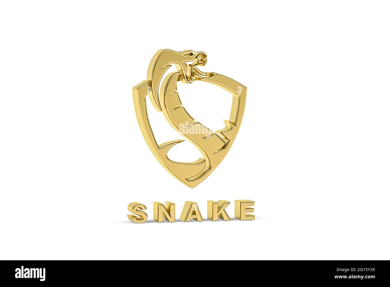 Golden 3d snake icon isolated on white background - 3d render Stock ...