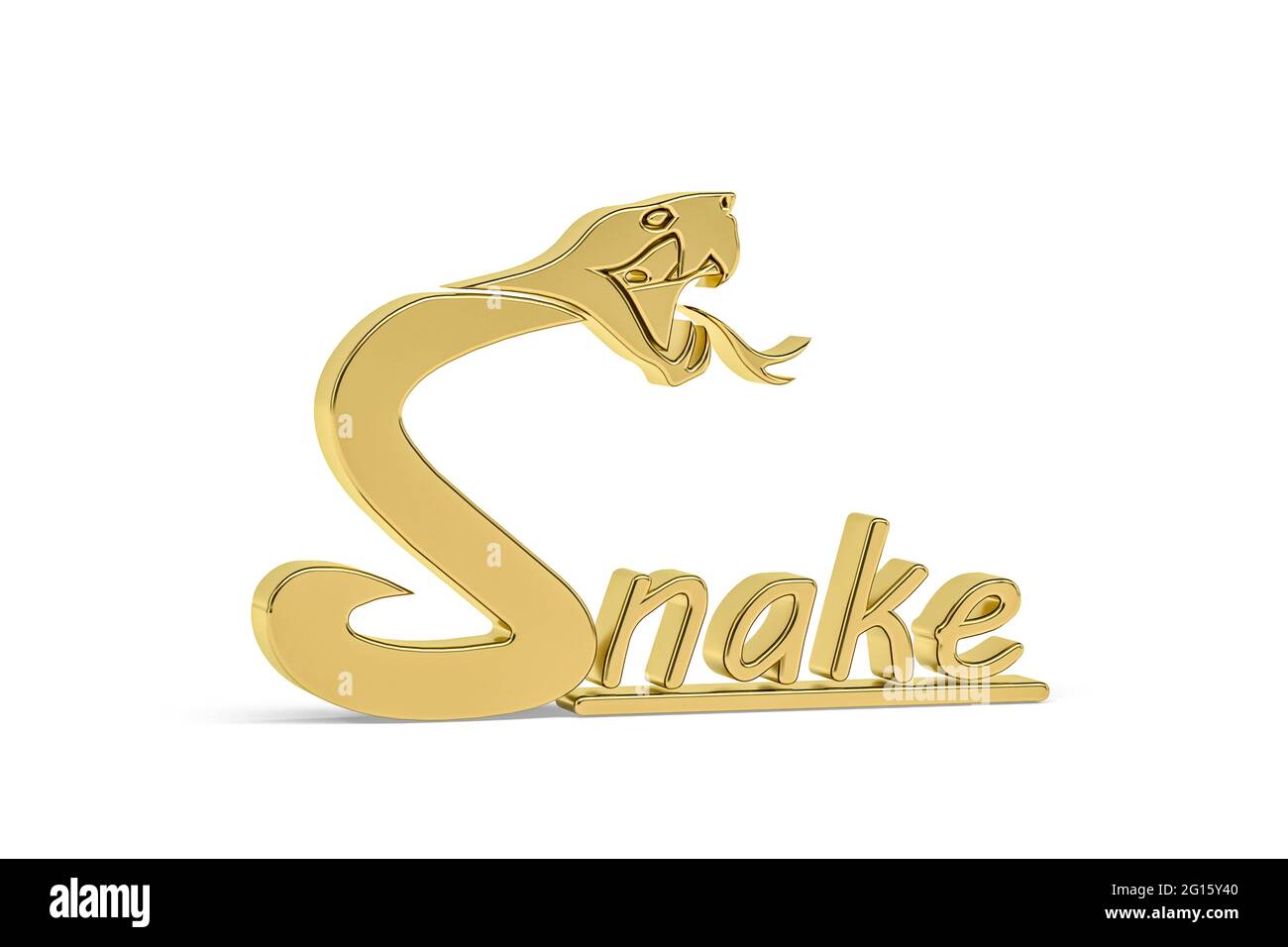 Golden 3d snake icon isolated on white background - 3d render Stock ...