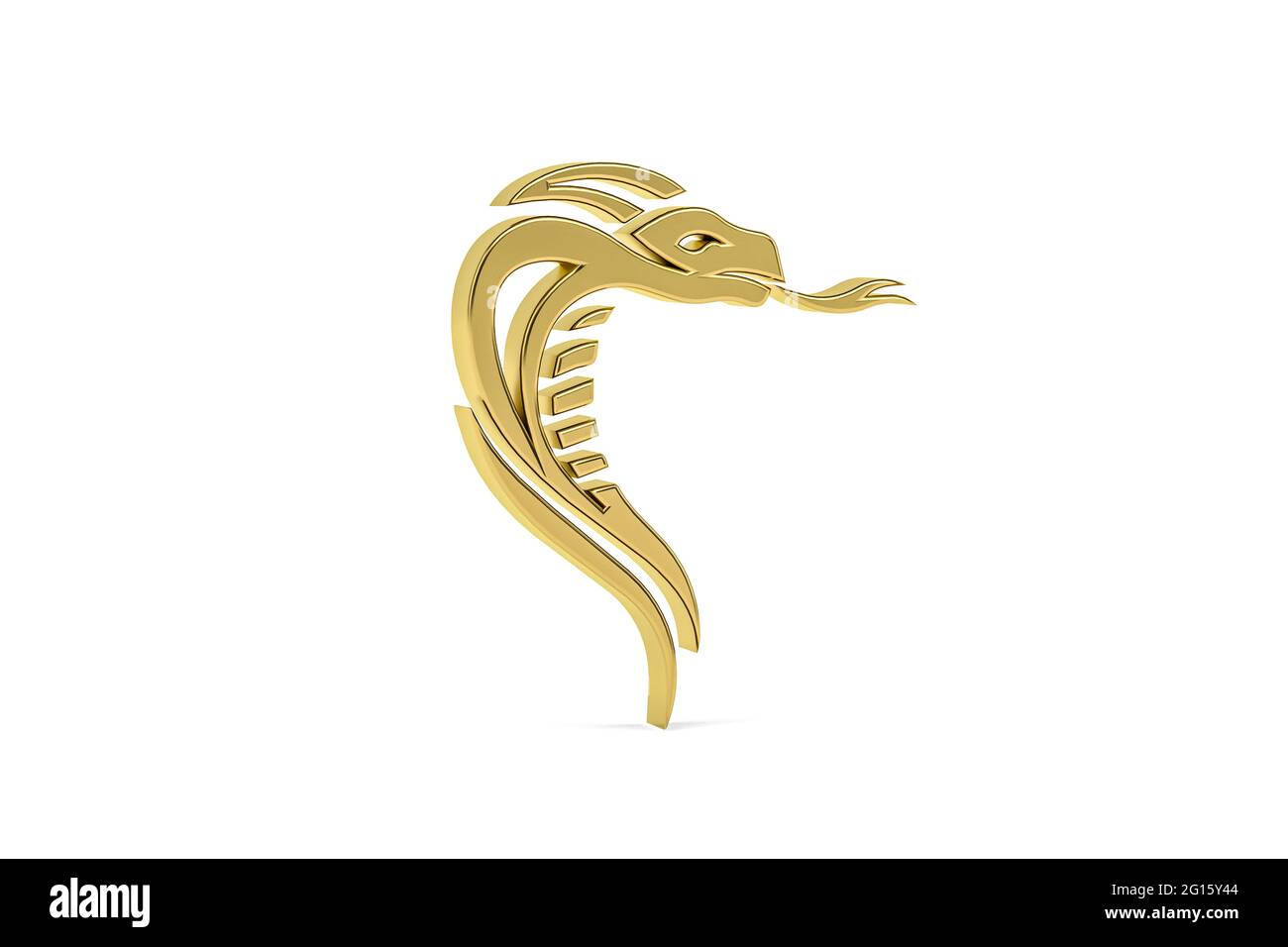 Golden 3d snake icon isolated on white background - 3d render Stock ...