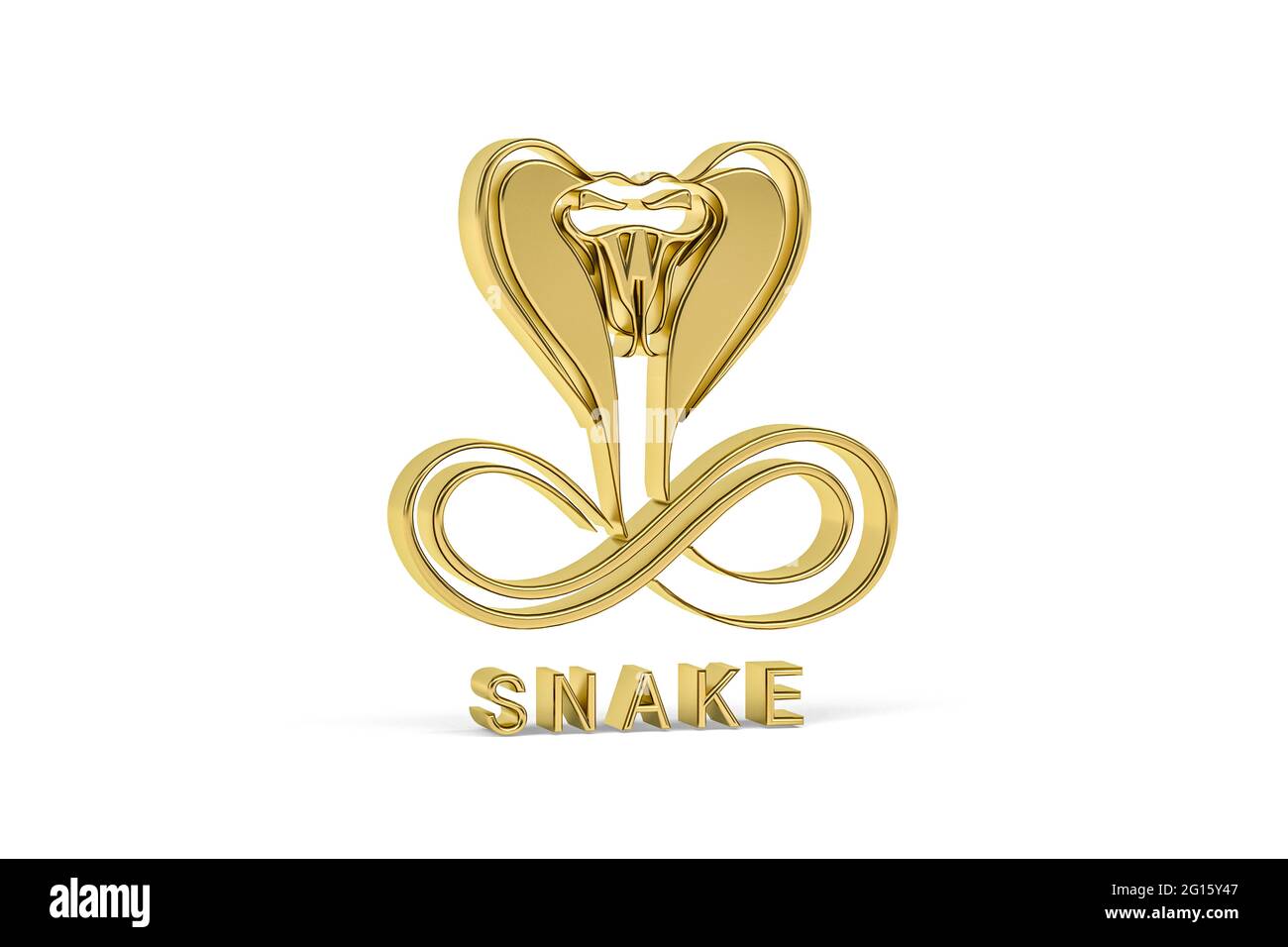 Golden 3d snake icon isolated on white background - 3d render Stock ...