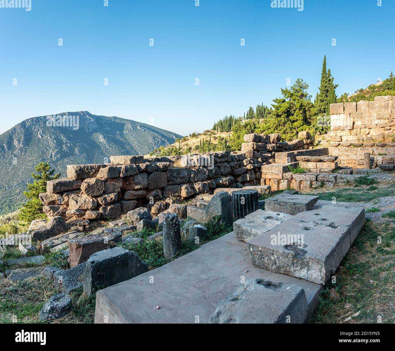 View of the main monuments and sites of Greece. Ruins of Delphi. Oracle ...