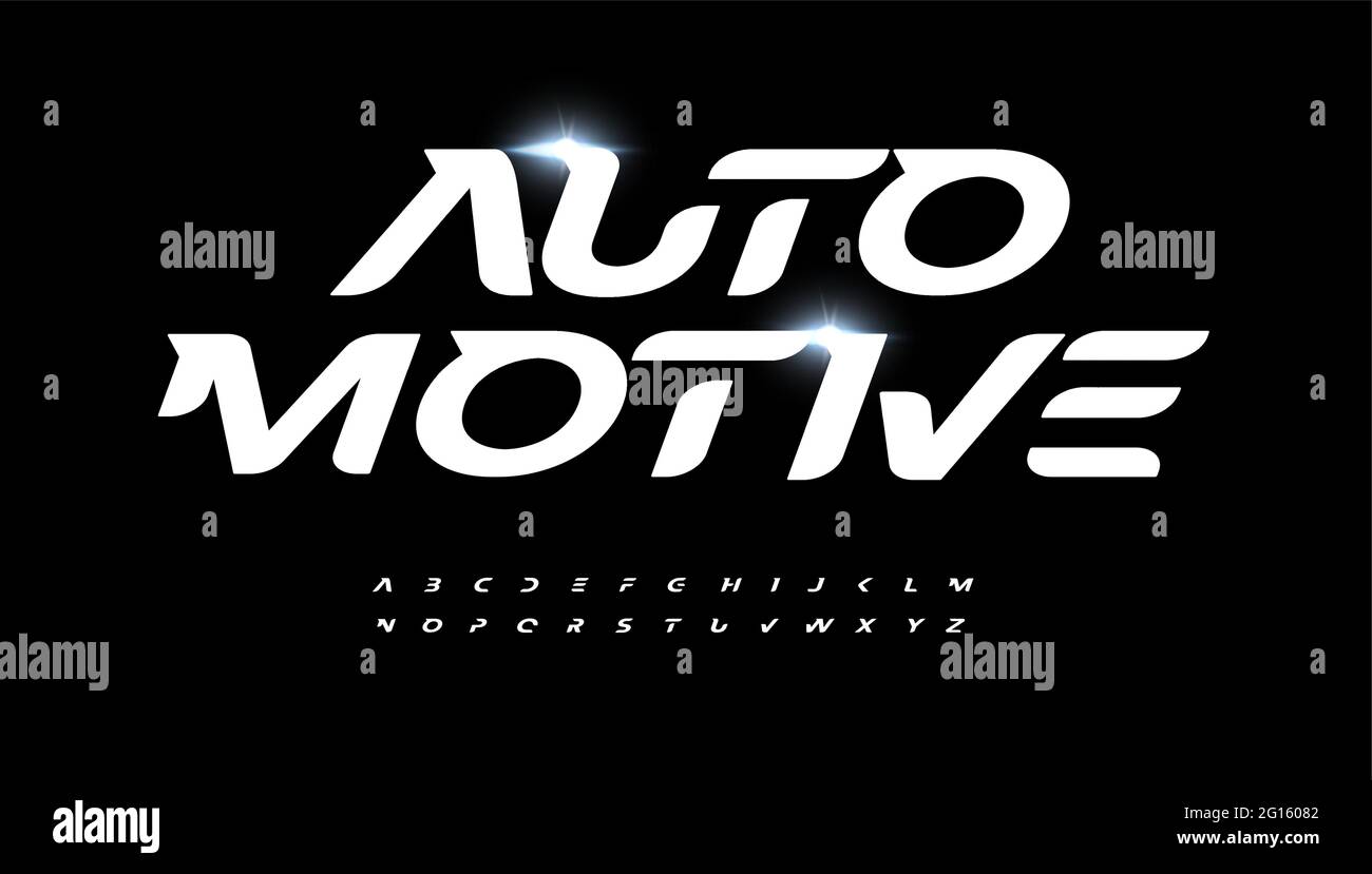 Automotive alphabet letter font. Modern logo typography. Speed race and ...
