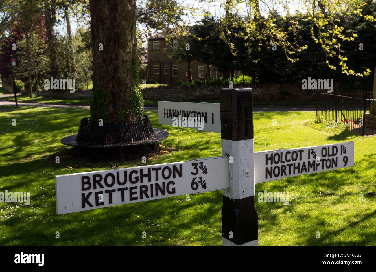 Signpost in Walgrave village, Northamptonshire, England, UK Stock Photo ...