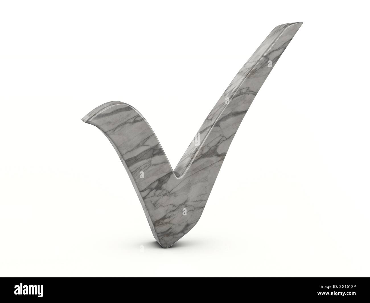 Marble check mark symbol on a white background. 3d illustration Stock ...
