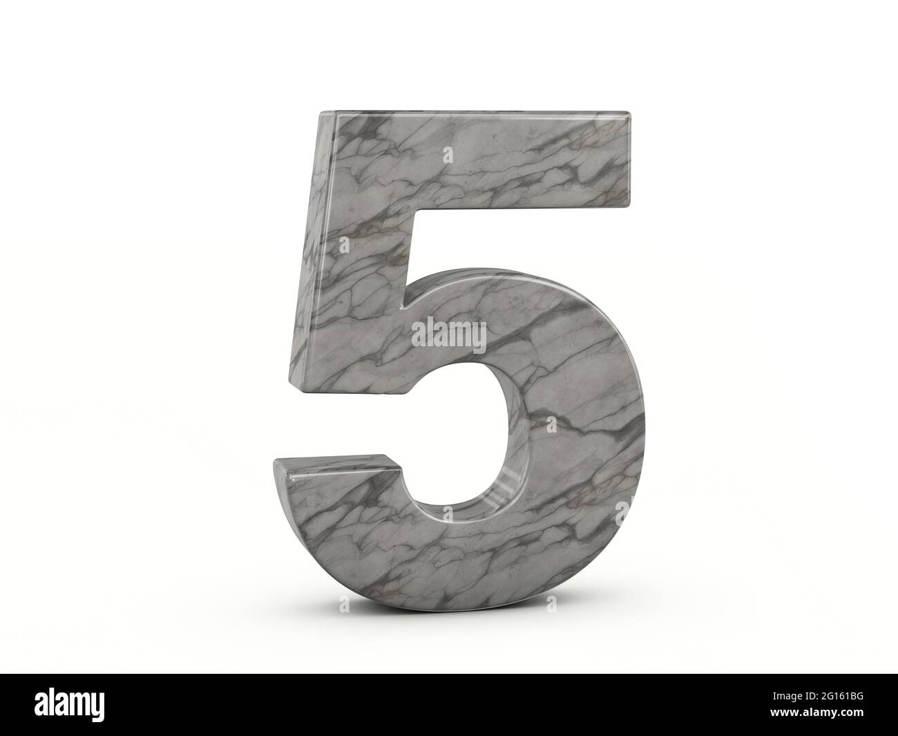 Marble number five on a white background. 3d illustration Stock Photo ...
