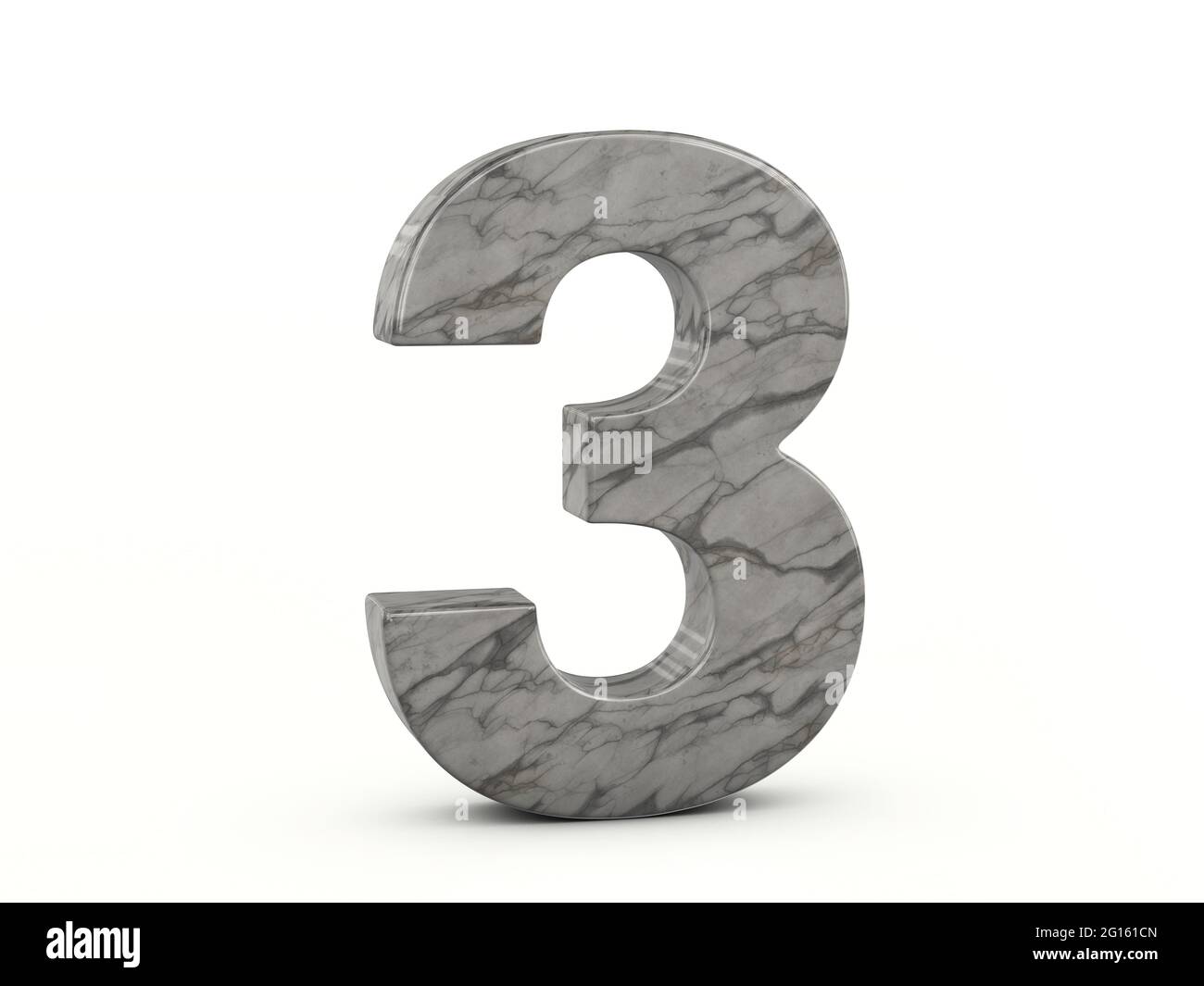 Marble number three on a white background. 3d illustration Stock Photo ...