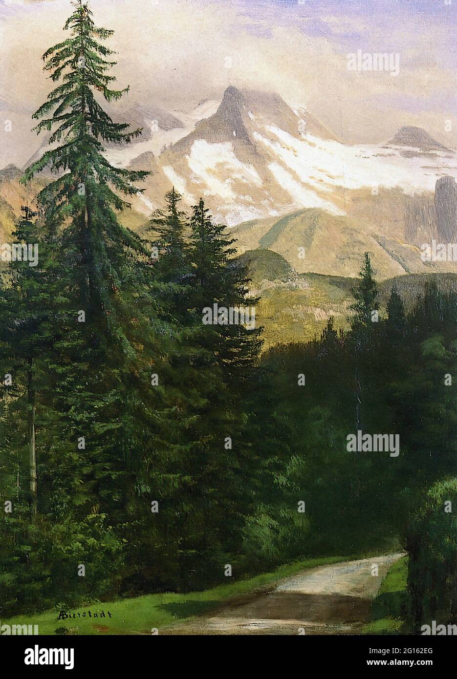 Albert Bierstadt ( 1830 - 1902 ) - Landscape with Snow Capped Mountains ...