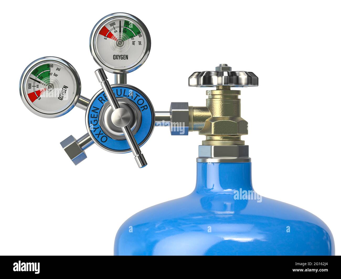 Oxygen tank cylinder isolated on white background. 3d illustration ...