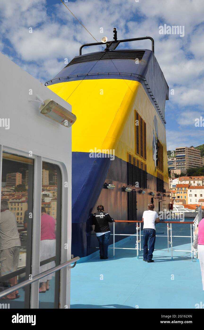 On the upper deck aboard the Mega Express ferry Stock Photo - Alamy