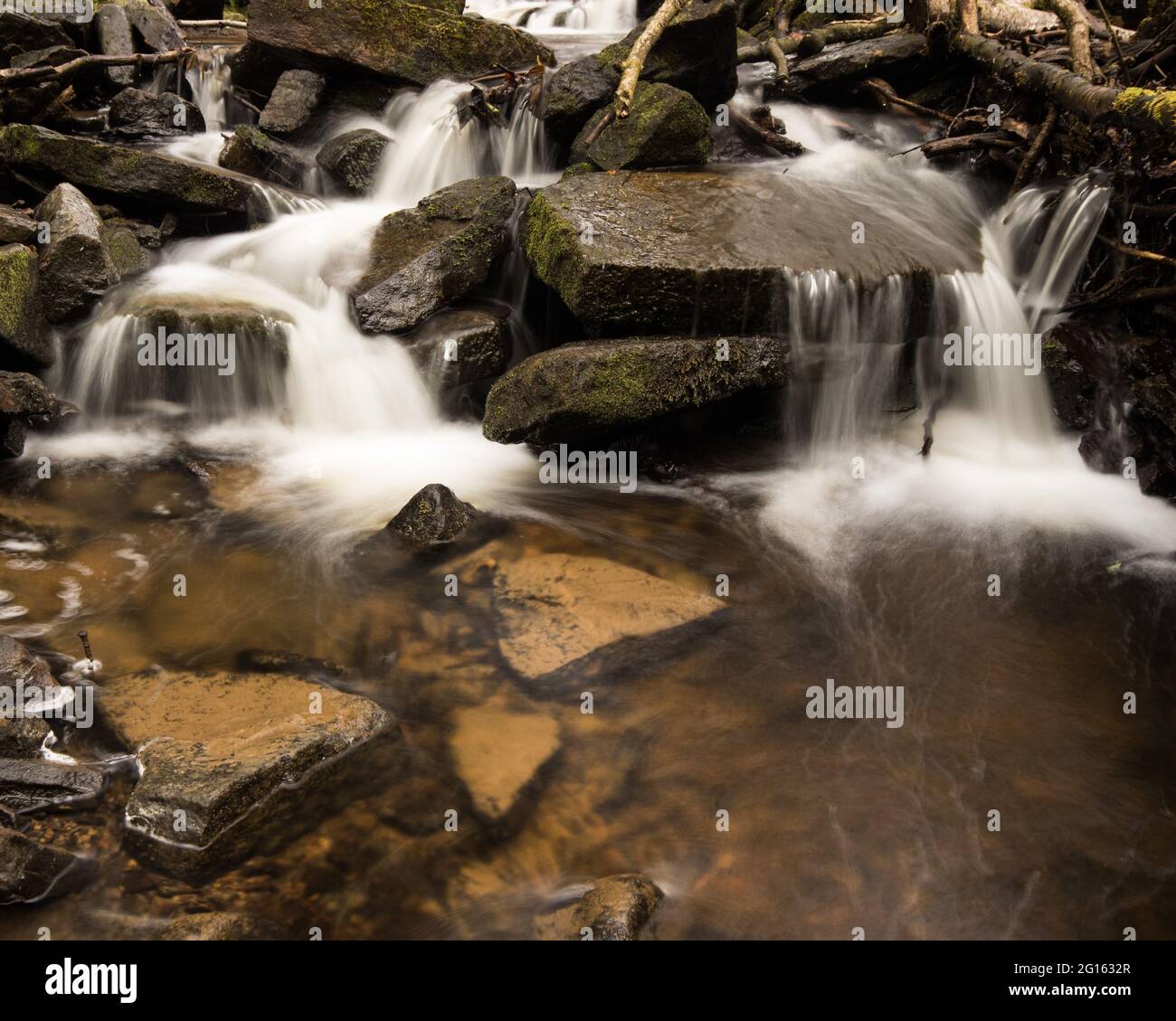 Waterfall at Hall Dale Woods in Derbyshire - Peak District Stock Photo ...