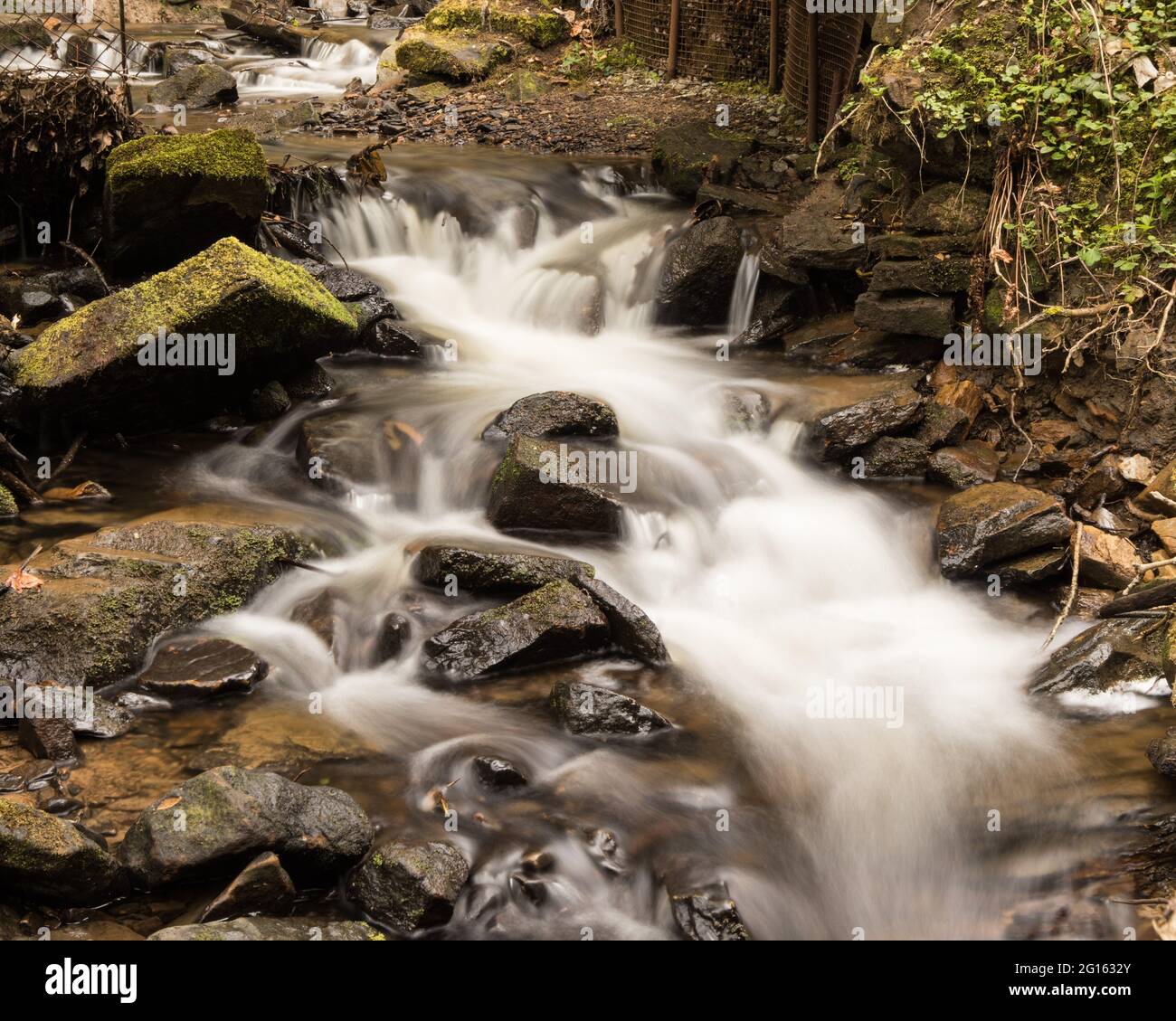 Waterfall at Hall Dale Woods in Derbyshire - Peak District Stock Photo ...