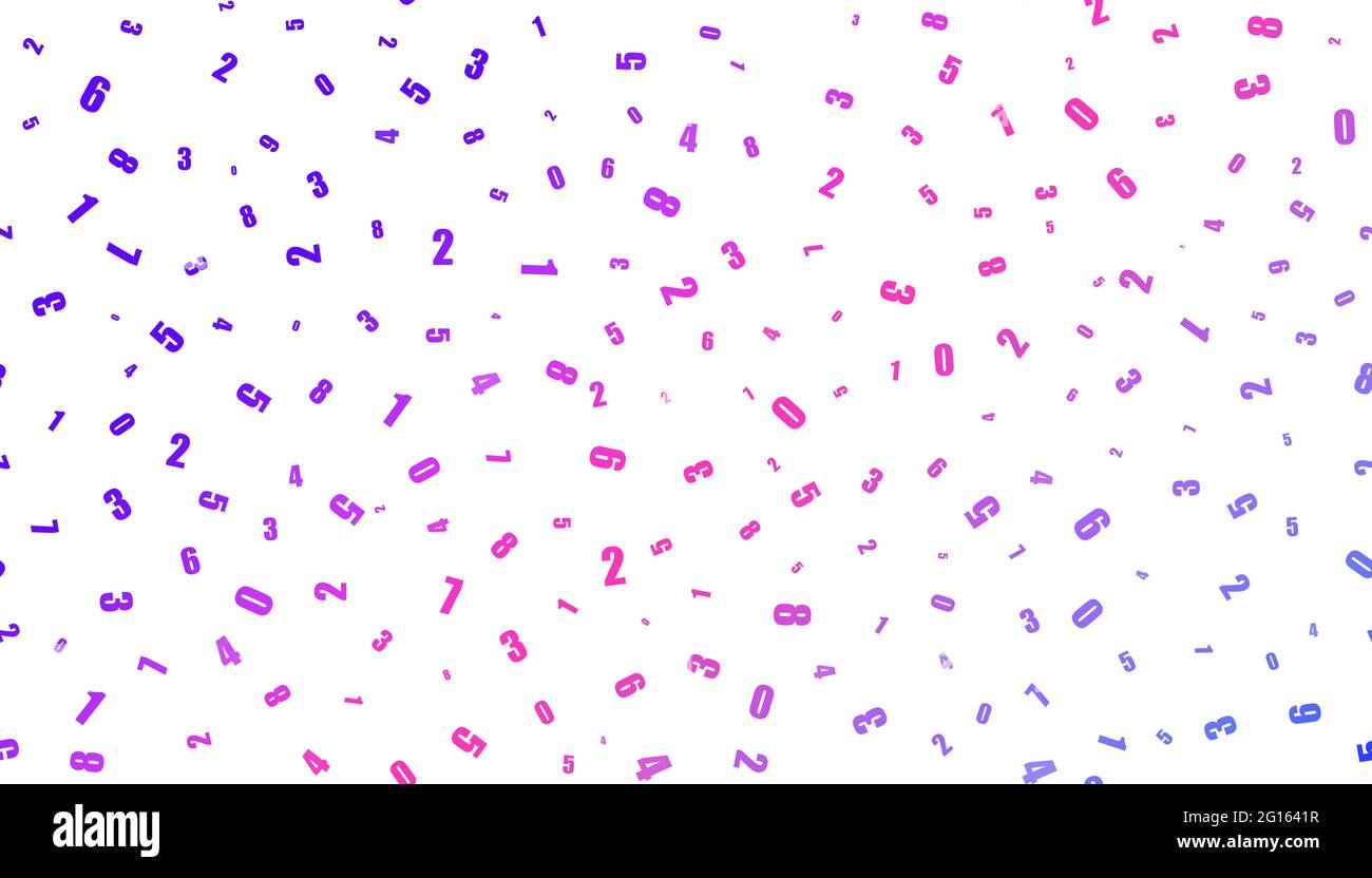 Seamless white background with bright multicolored numbers. Different ...