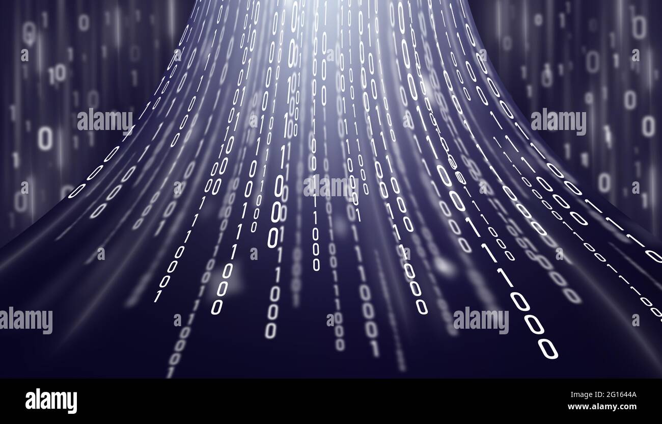 Blue lines of binary code. Computer matrix background with numbers ...