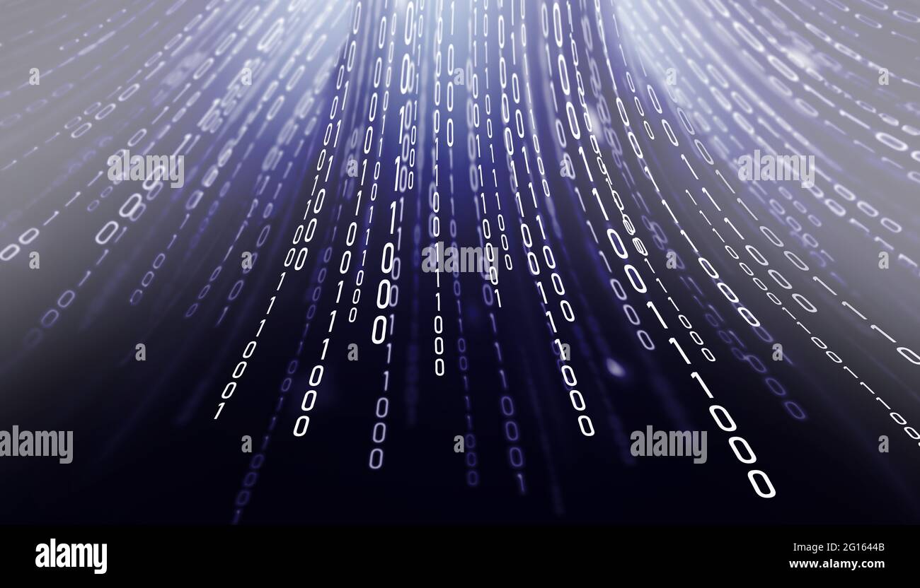 Blue lines of binary code. Computer matrix background with numbers ...