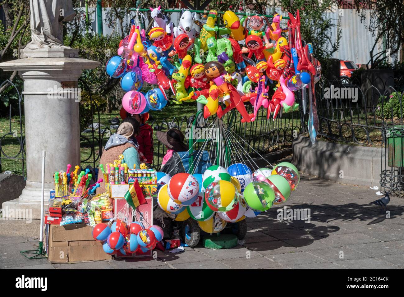 Toy vendor in Plaza Murillo, La Paz, Bolivia Stock Photo - Alamy