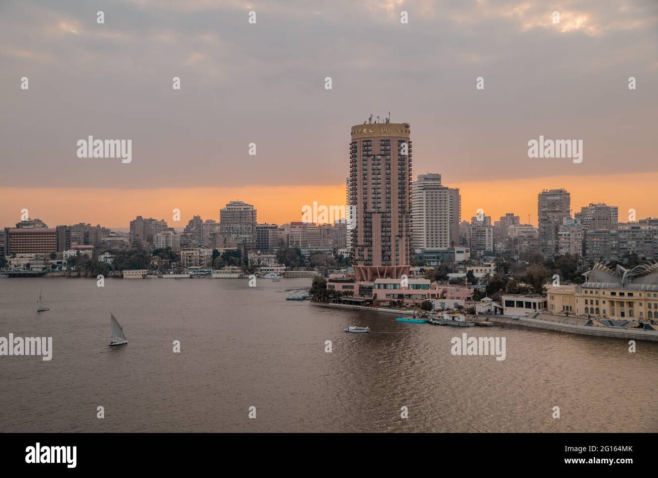 Aerial view of the Nile River in Cairo, Egypt at sunset Stock Photo - Alamy