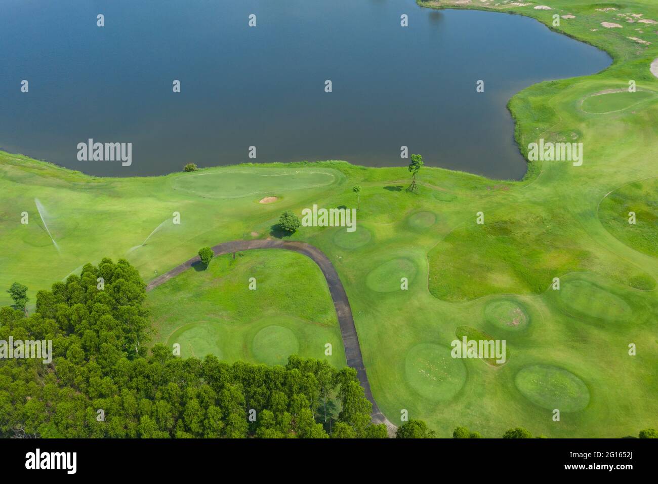 High angle golf course with nature background Stock Photo - Alamy