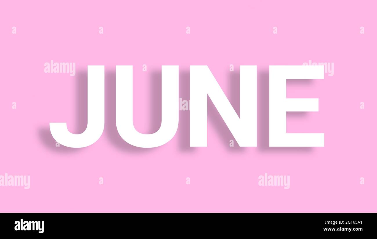 Illustration of the word "June" isolated on pink background Stock Photo ...