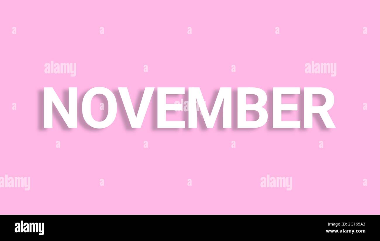 Illustration of the word "November" isolated on pink background Stock ...