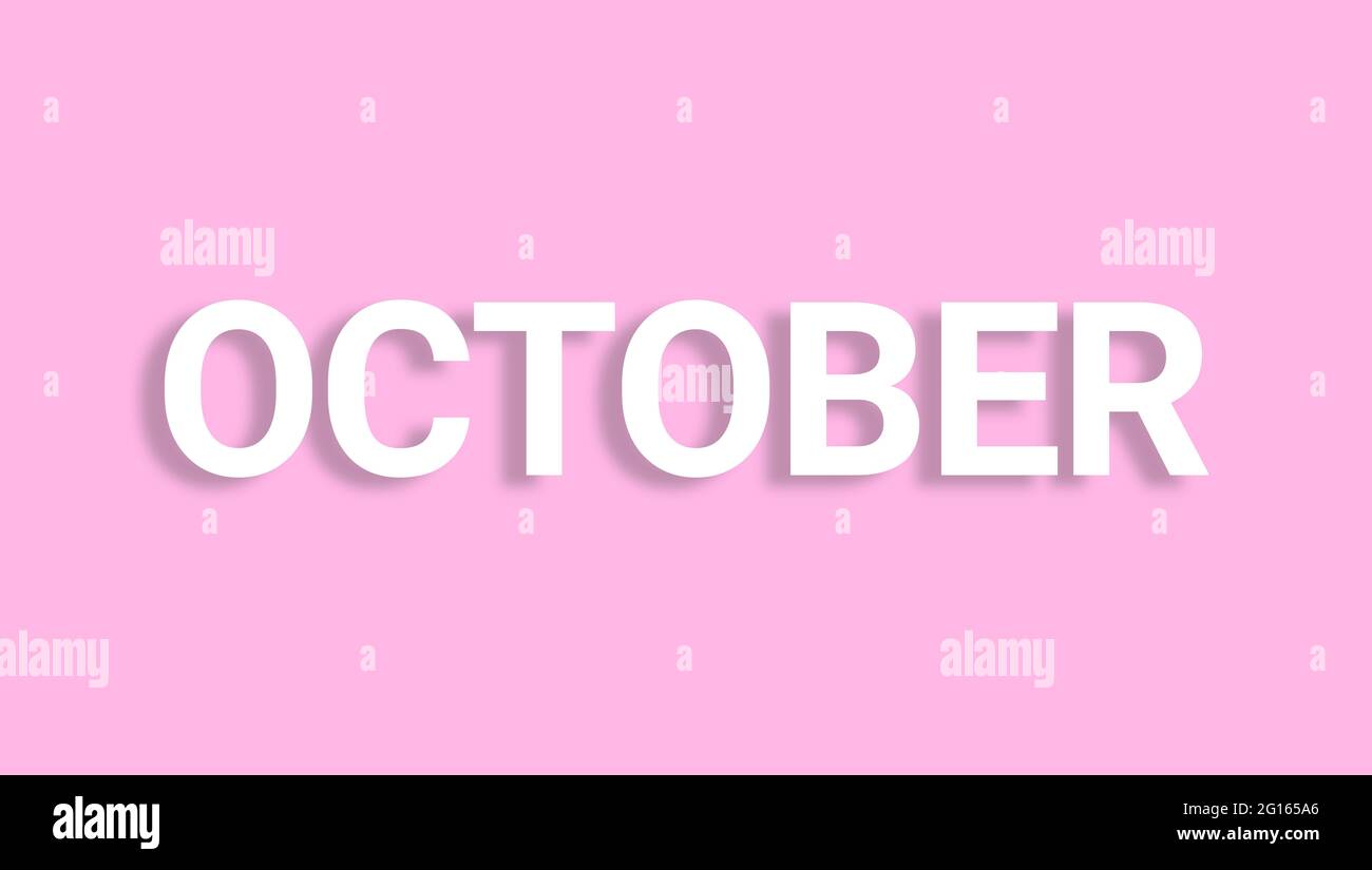 Illustration of the word "October" isolated on pink background Stock ...