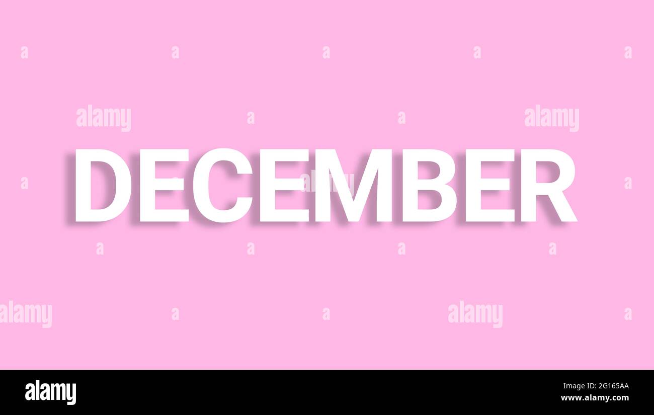 Illustration of the word "December" isolated on pink background Stock ...