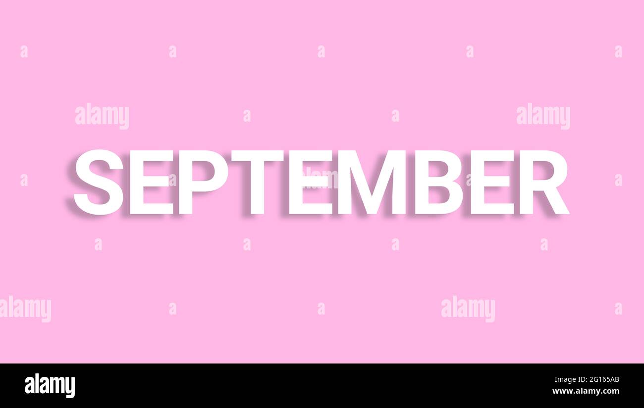 Illustration of the word "September" isolated on pink background Stock ...
