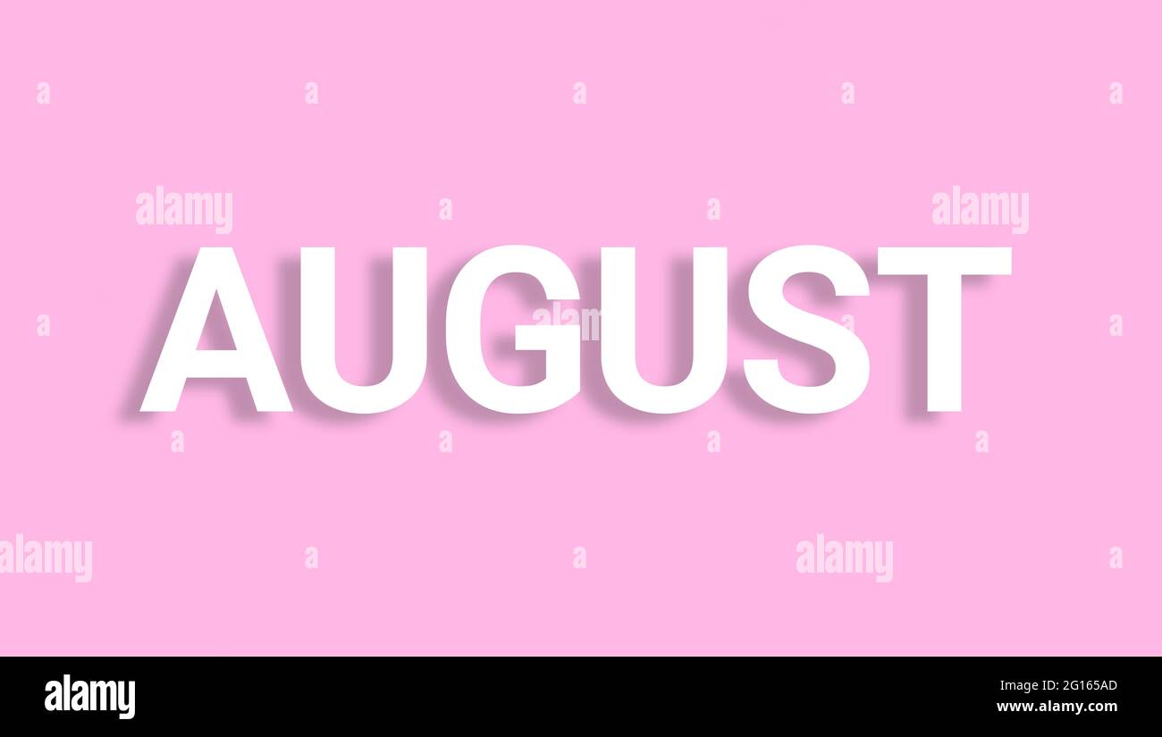 Illustration of the word "August" isolated on pink background Stock ...