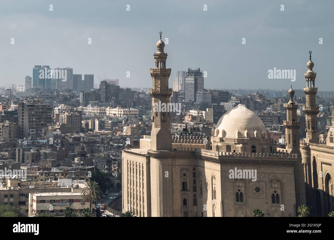 Panoramic aerial view of downtown Cairo, Egypt seen from Cairo Citadel ...