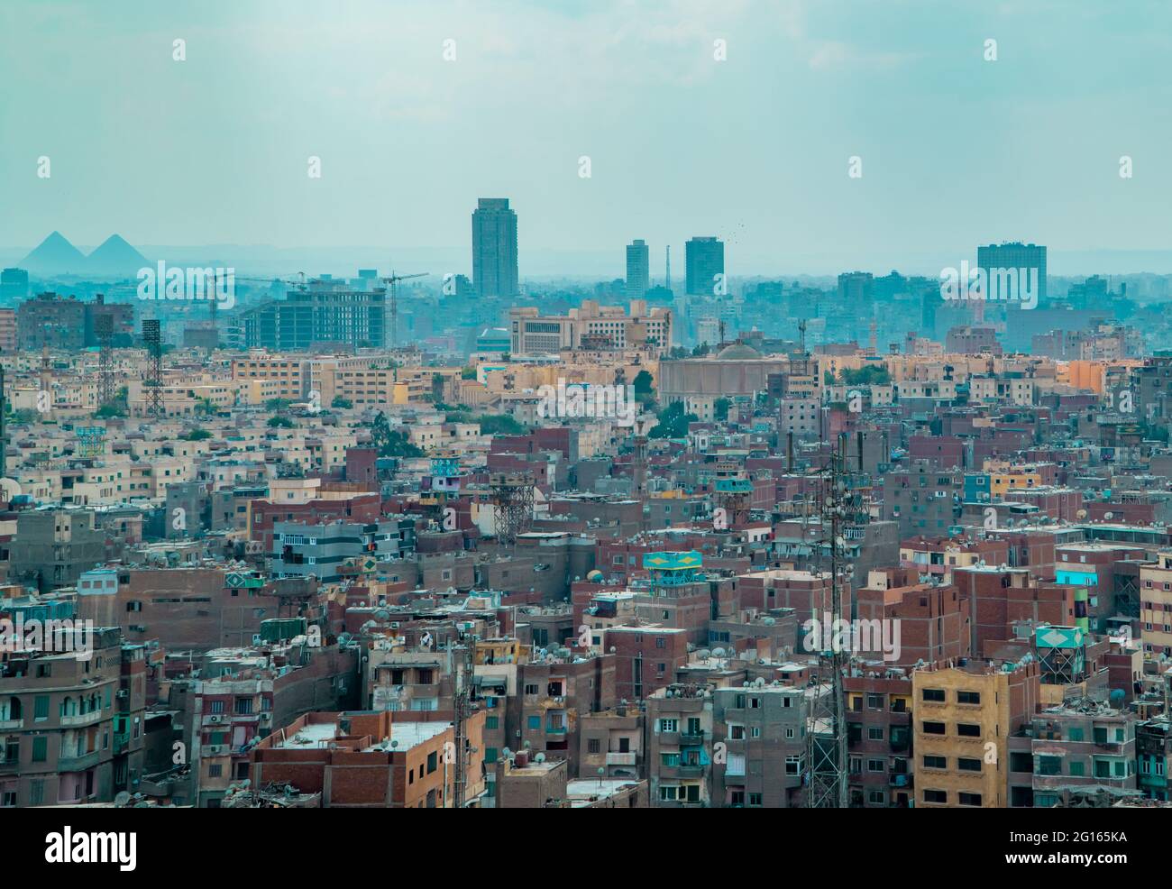 Panoramic aerial view of downtown Cairo, Egypt seen from Cairo Citadel ...