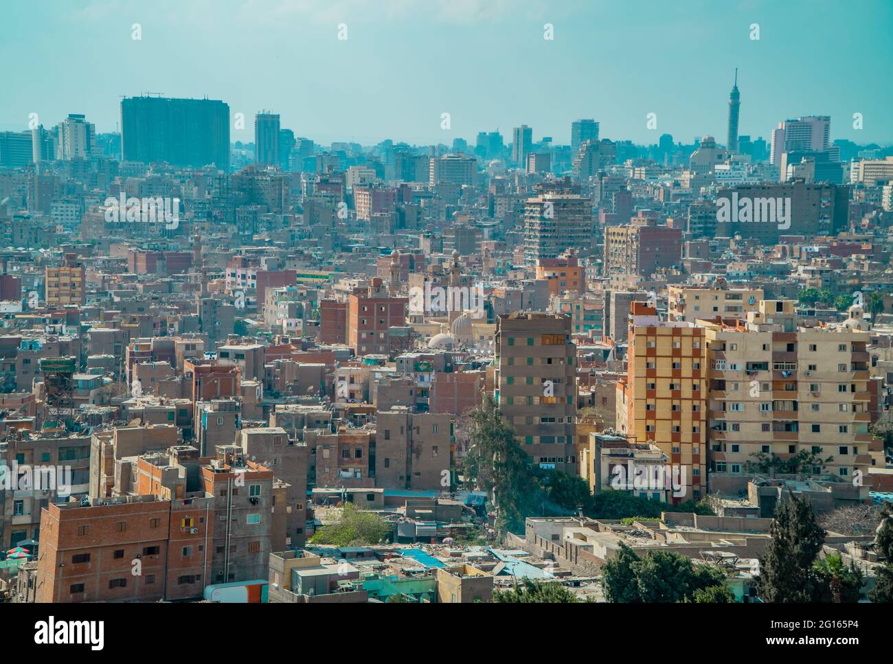Panoramic aerial view of downtown Cairo, Egypt seen from Cairo Citadel ...
