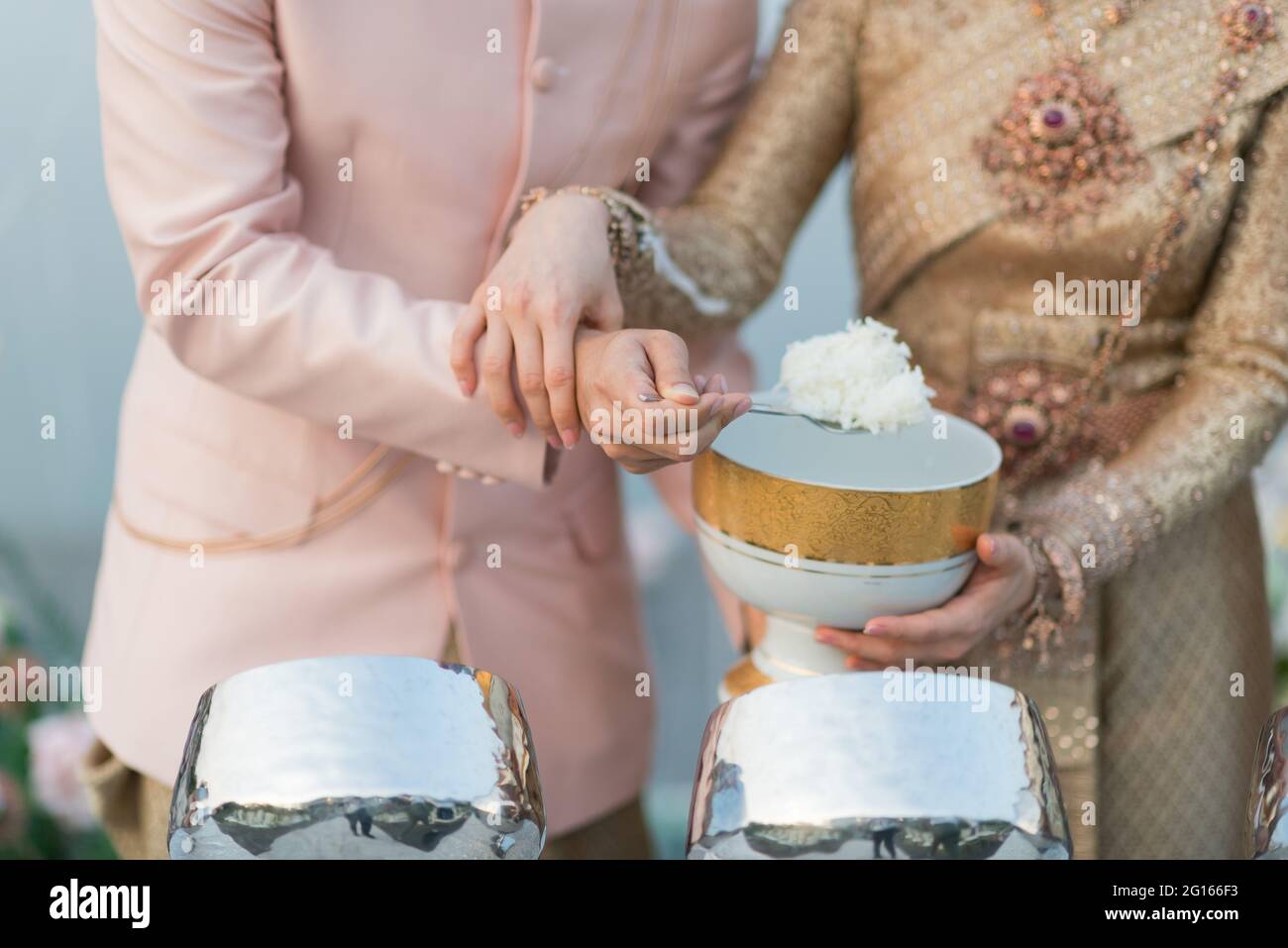 hot rice, give alms to a Buddhist monk Stock Photo - Alamy
