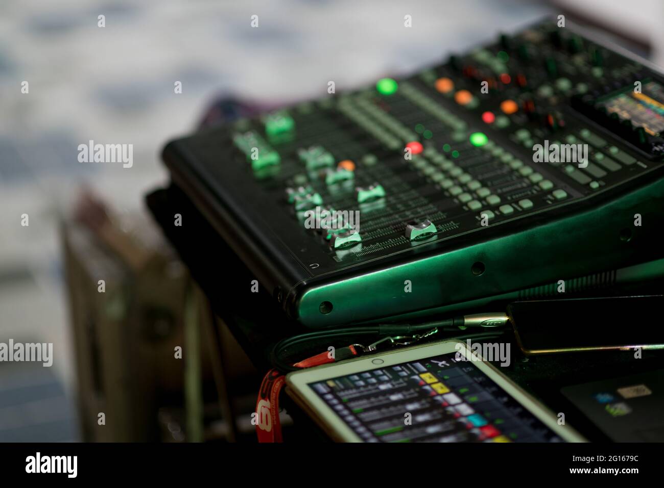 sound check for concert, mixer control, music engineer, backstage Stock ...