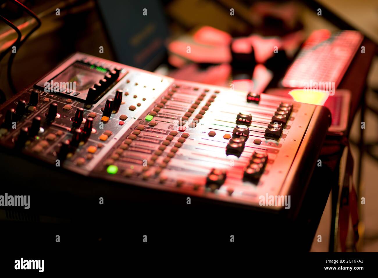 sound check for concert, mixer control, music engineer, backstage Stock ...