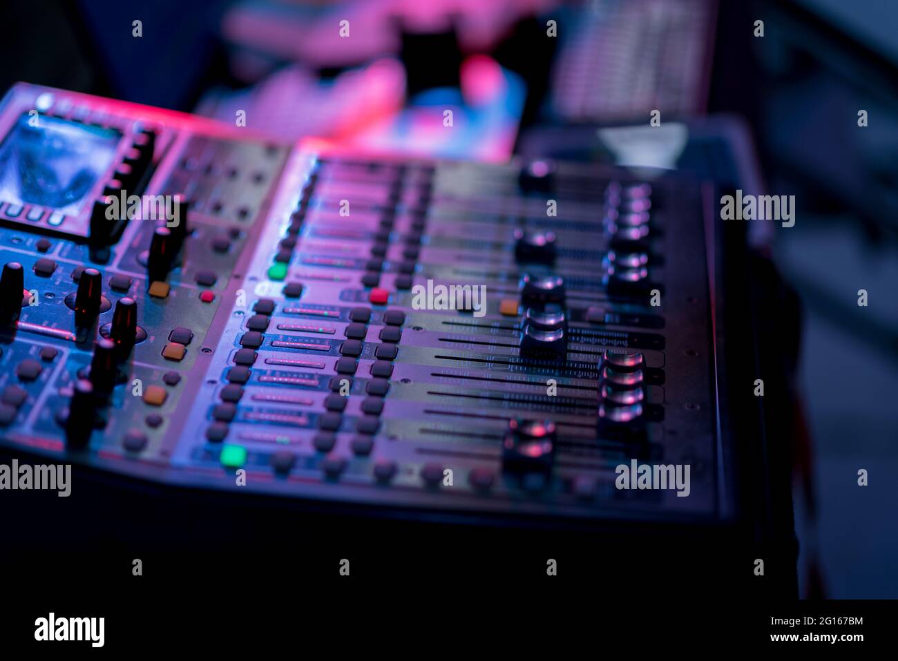 sound check for concert, mixer control, music engineer, backstage Stock ...