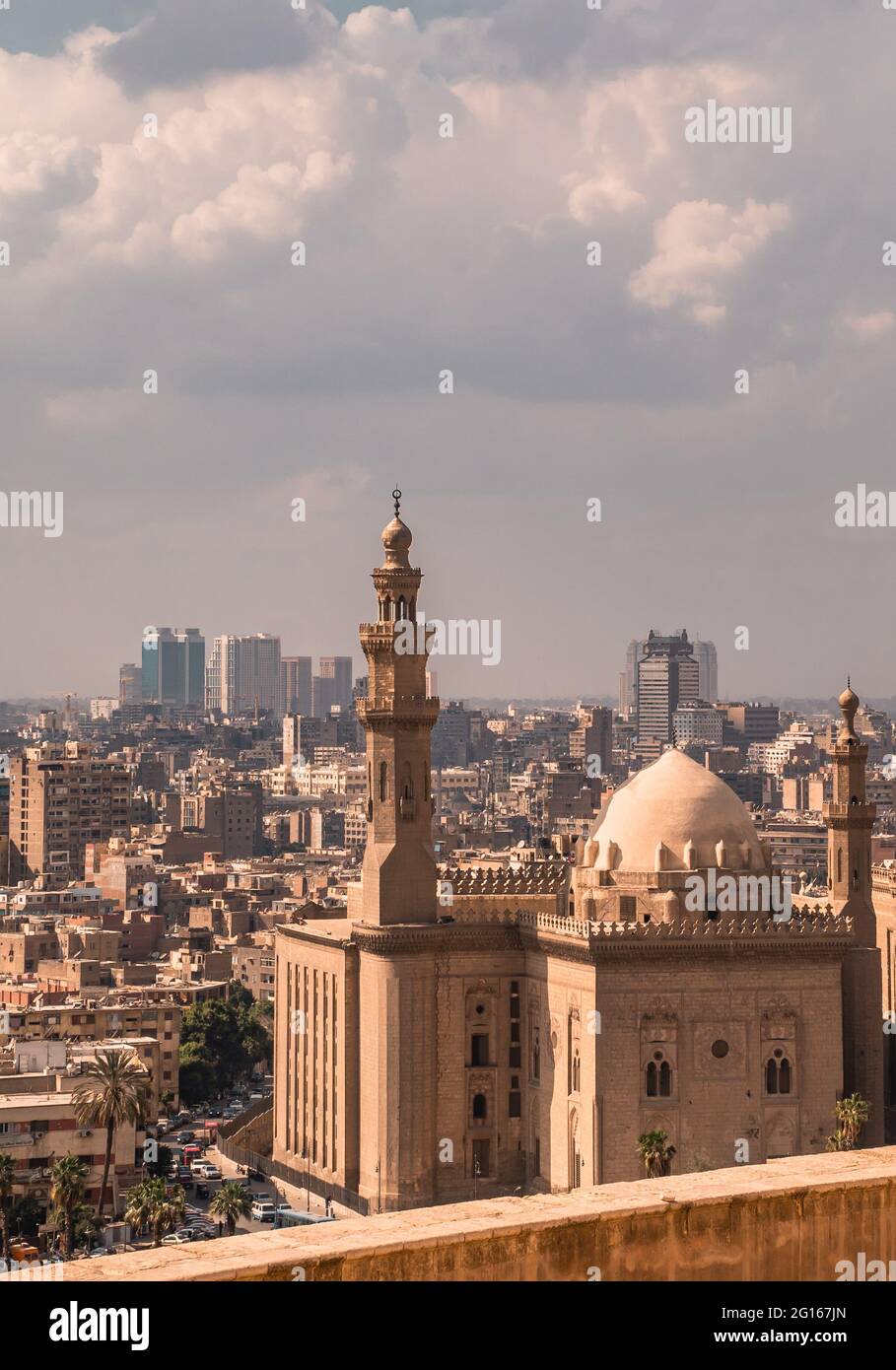 Panoramic aerial view of downtown Cairo, Egypt seen from Cairo Citadel ...