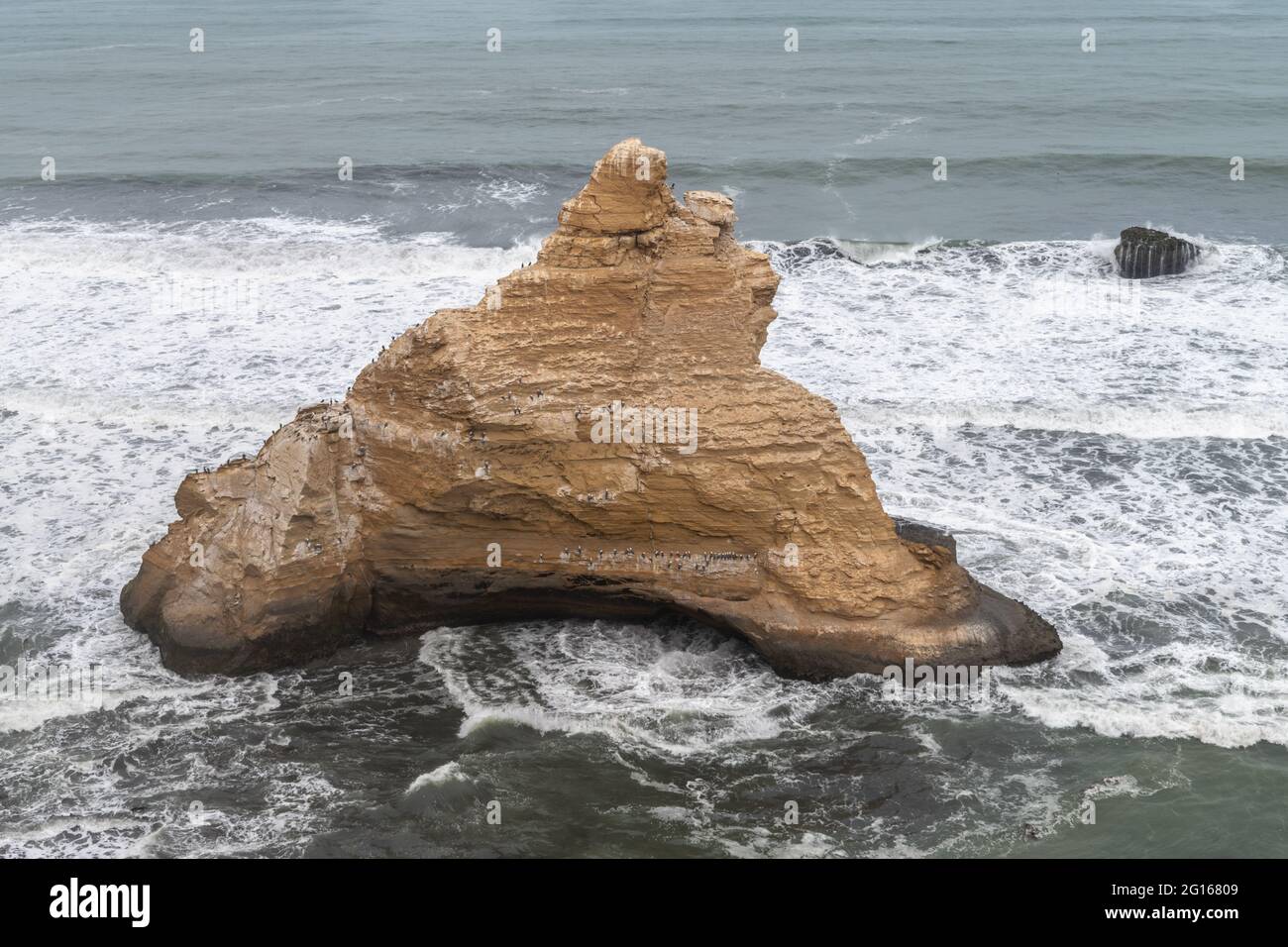 Rock formation offshore from the Paracas National Reserve in Peru Stock ...