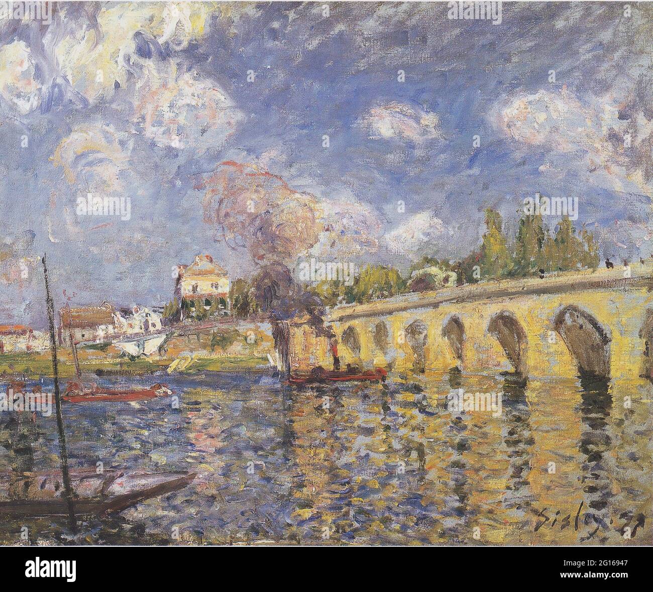 Alfred Sisley - River Steamboat Bridge 1871 Stock Photo - Alamy