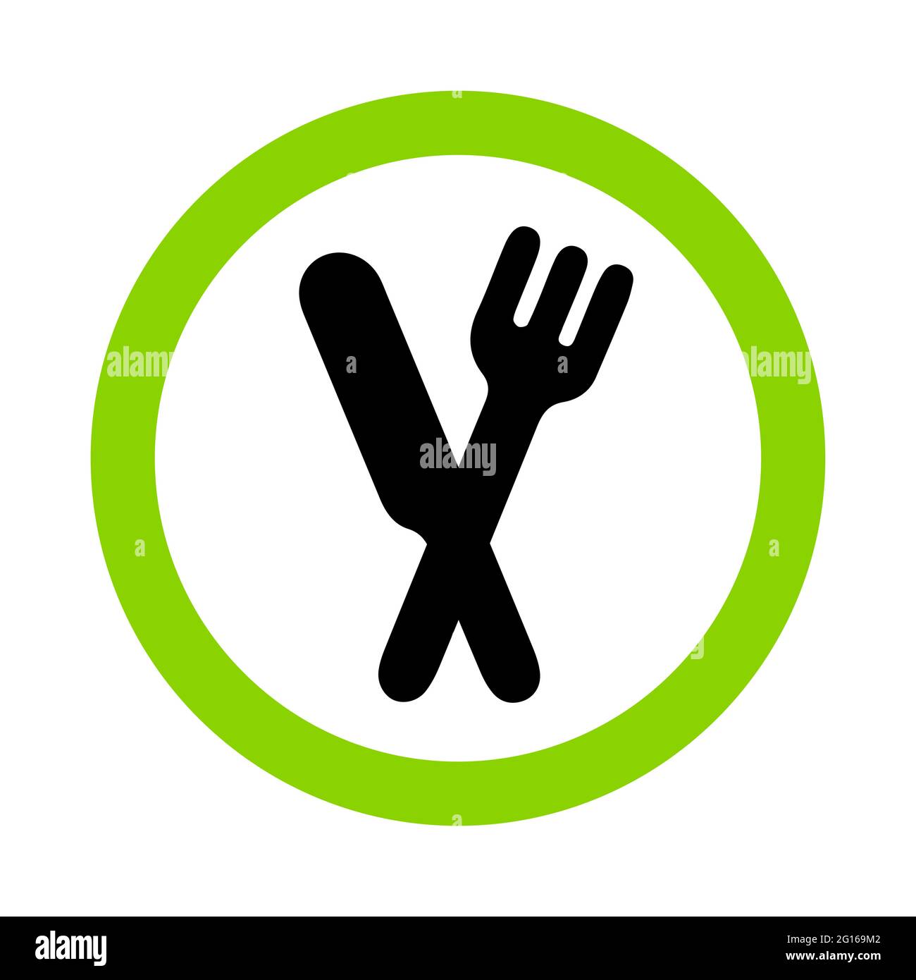 Eating allowed, green food zone sign with fork and knife on white ...