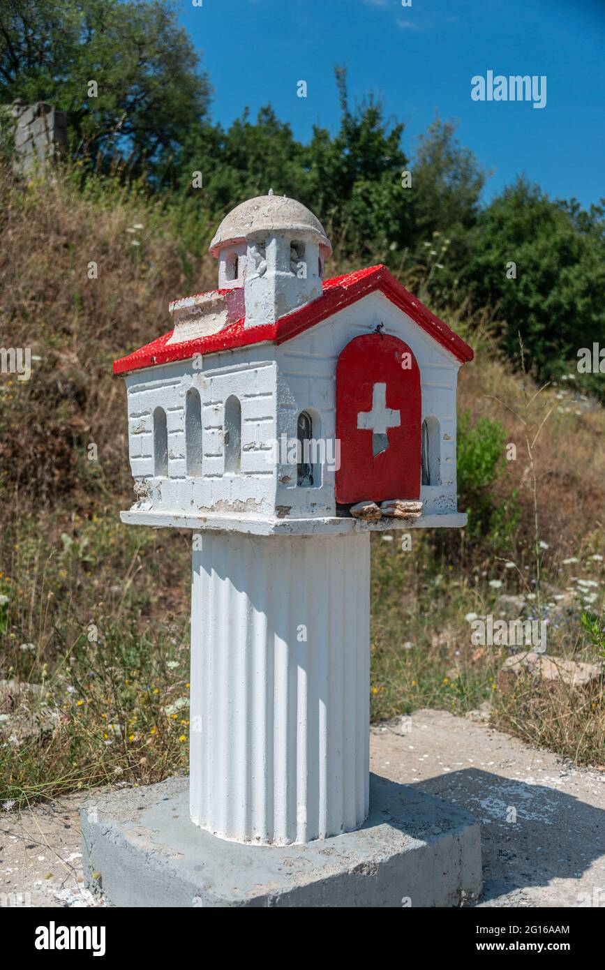 Kandylakia - typical greek miniature roadside shrine Stock Photo - Alamy