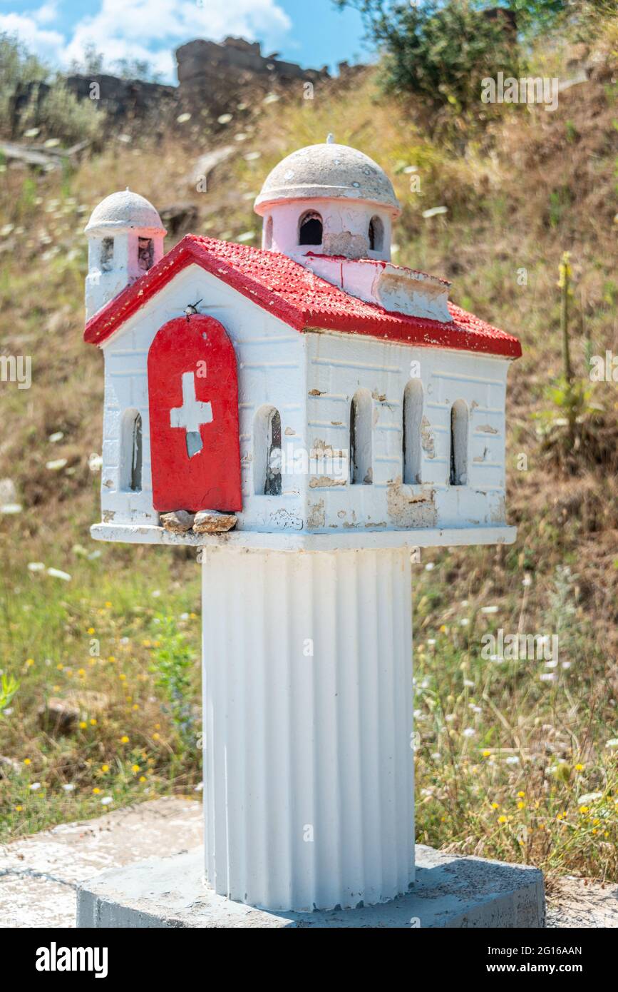 Kandylakia - typical greek miniature roadside shrine Stock Photo - Alamy