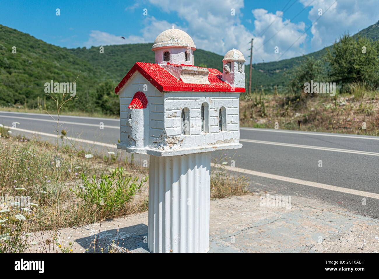 Kandylakia - typical greek miniature roadside shrine Stock Photo - Alamy