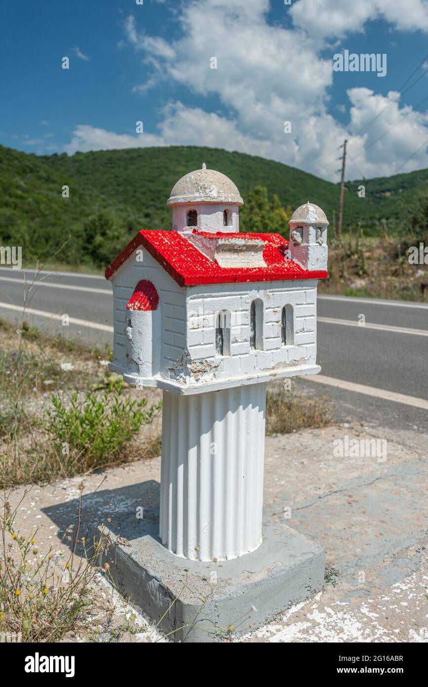 Kandylakia - typical greek miniature roadside shrine Stock Photo - Alamy