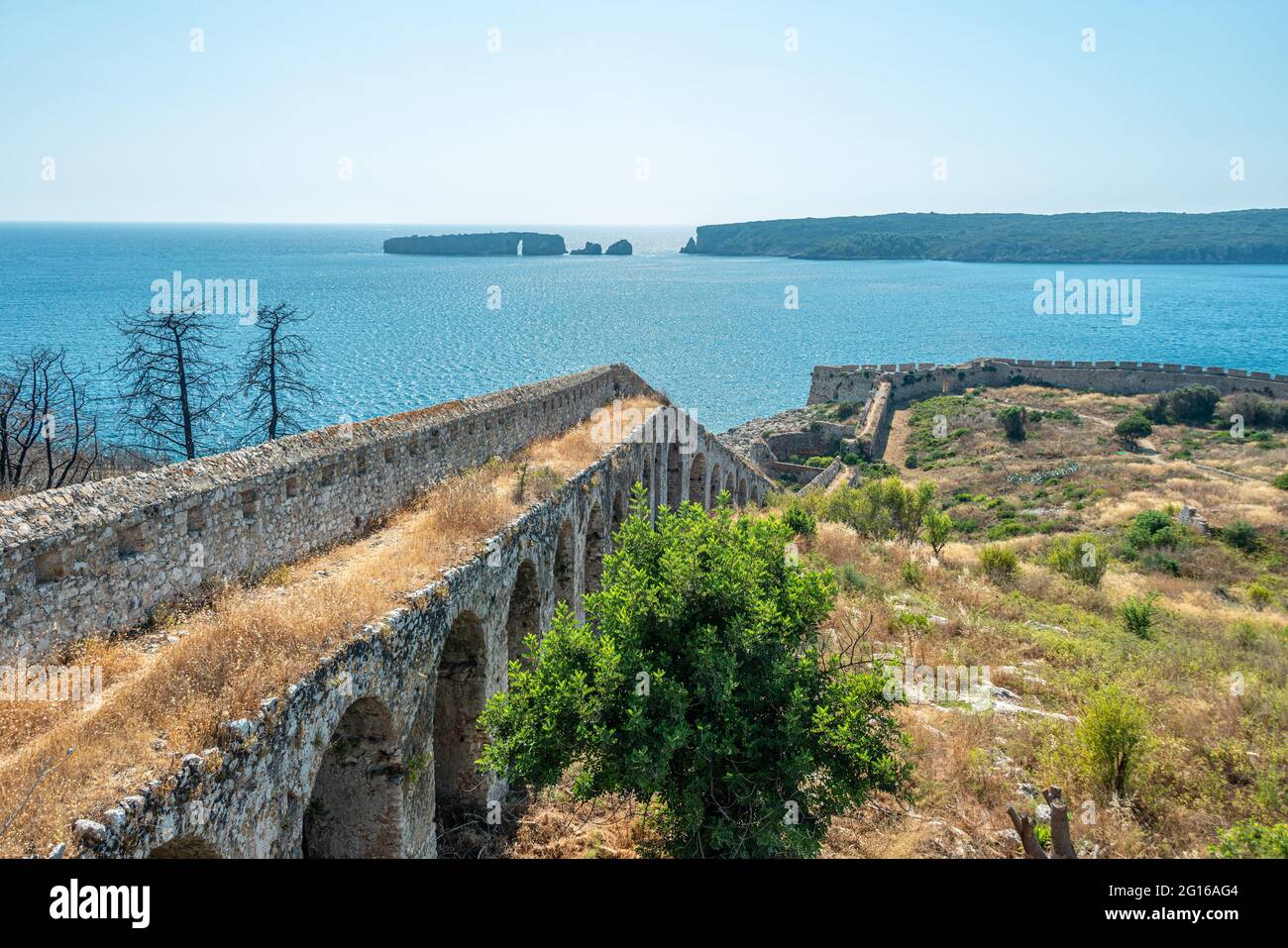 Walls of Neokastro fortress in Pylos Greece Stock Photo - Alamy
