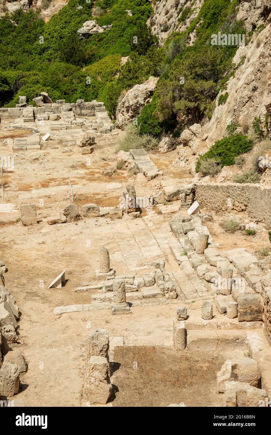 The ruins by the Mediterranean of the Heraion, a temple dedicated to ...